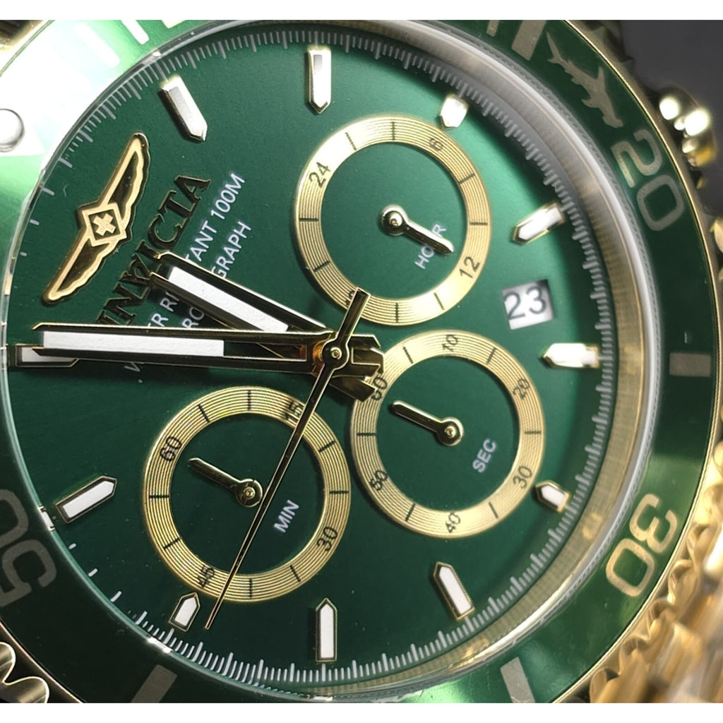 Invicta Pro Diver Titan Men's Luxury Watch Chrono Green Dial - 43mm ...