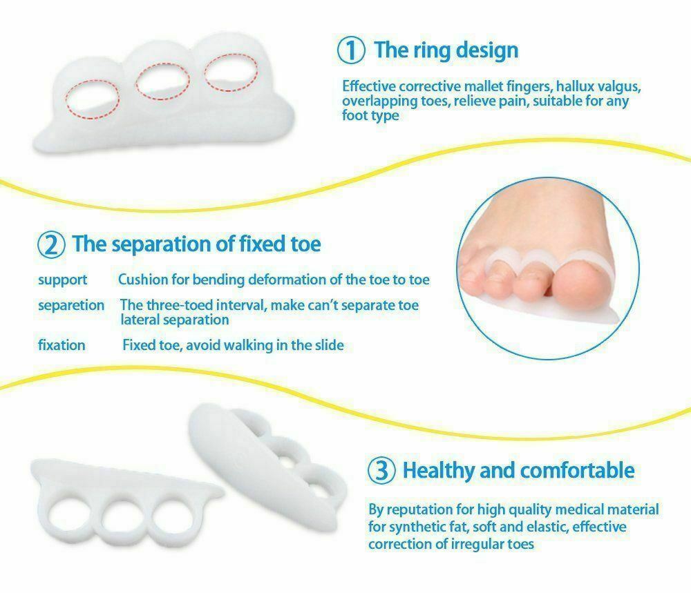 4 Pcs Toe Straightener Aid Pain Relief Hammer Claw Mallet Soft Gel Toe ...