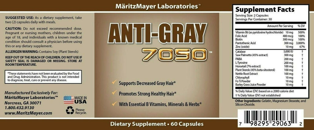 7 Bottles Anti Gray Hair 7050 Restore Natural Hair Color Supplement 60 ...