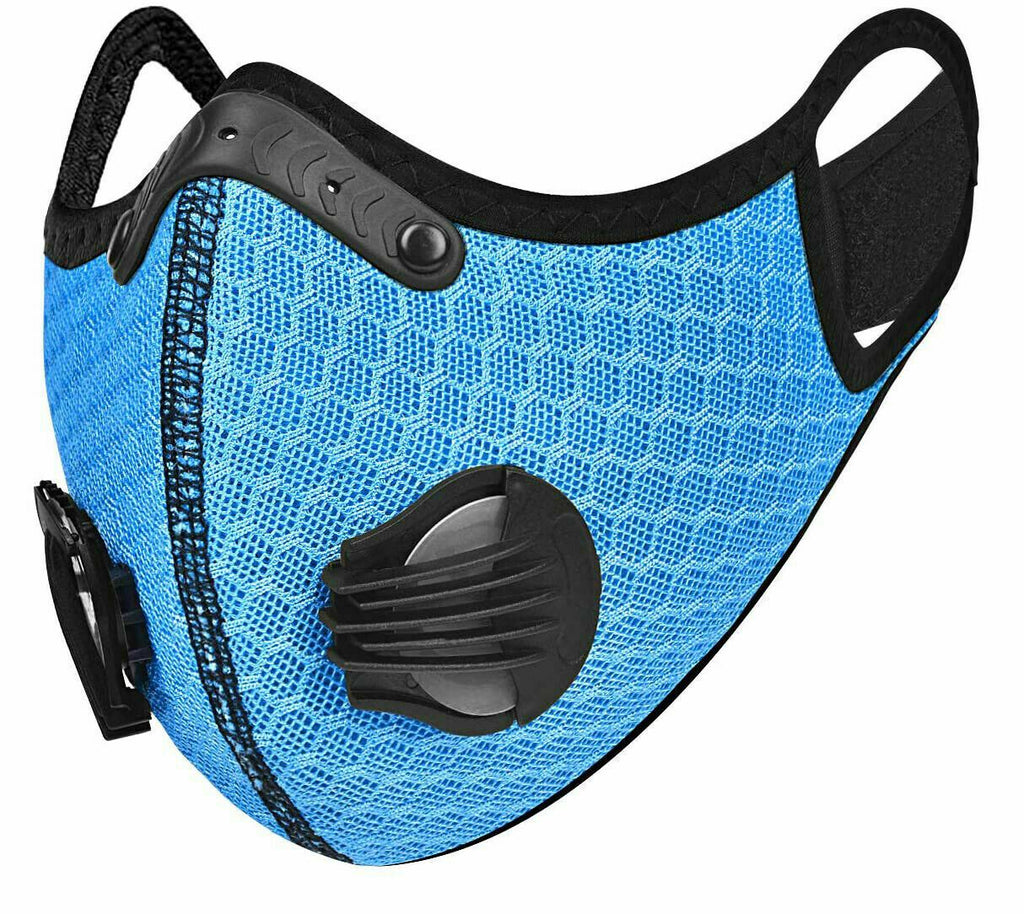 Cycling Face Mask with Activated Carbon Filter Valves Sports Reusable 1 ...