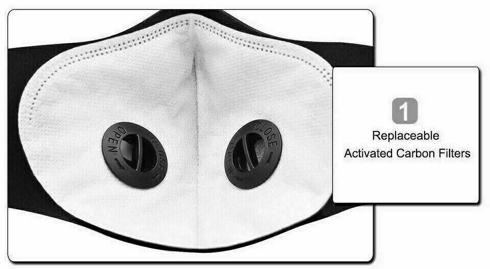 Reusable Face Mask With Active Carbon Filter Breathing Valves Cycling ...