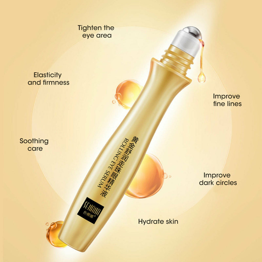 24K Gold Eye Serum Peptide Collagen Cream Roll-on Essence Anti Wrinkle ...